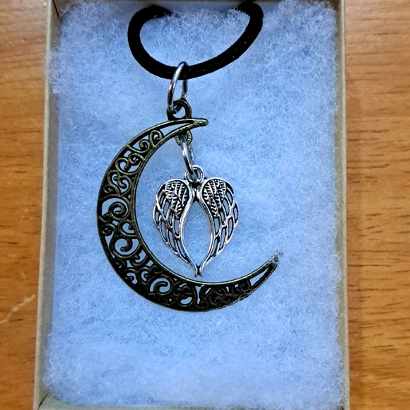 Jewelry | Crescent Moon Angel Wings Necklace | Poshmark